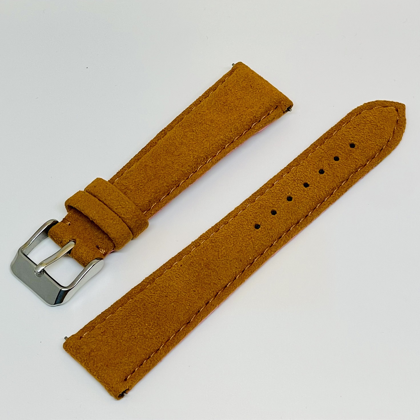 Watch strap in Alcantara Dark Camel lined with Red rubber - Dalmond